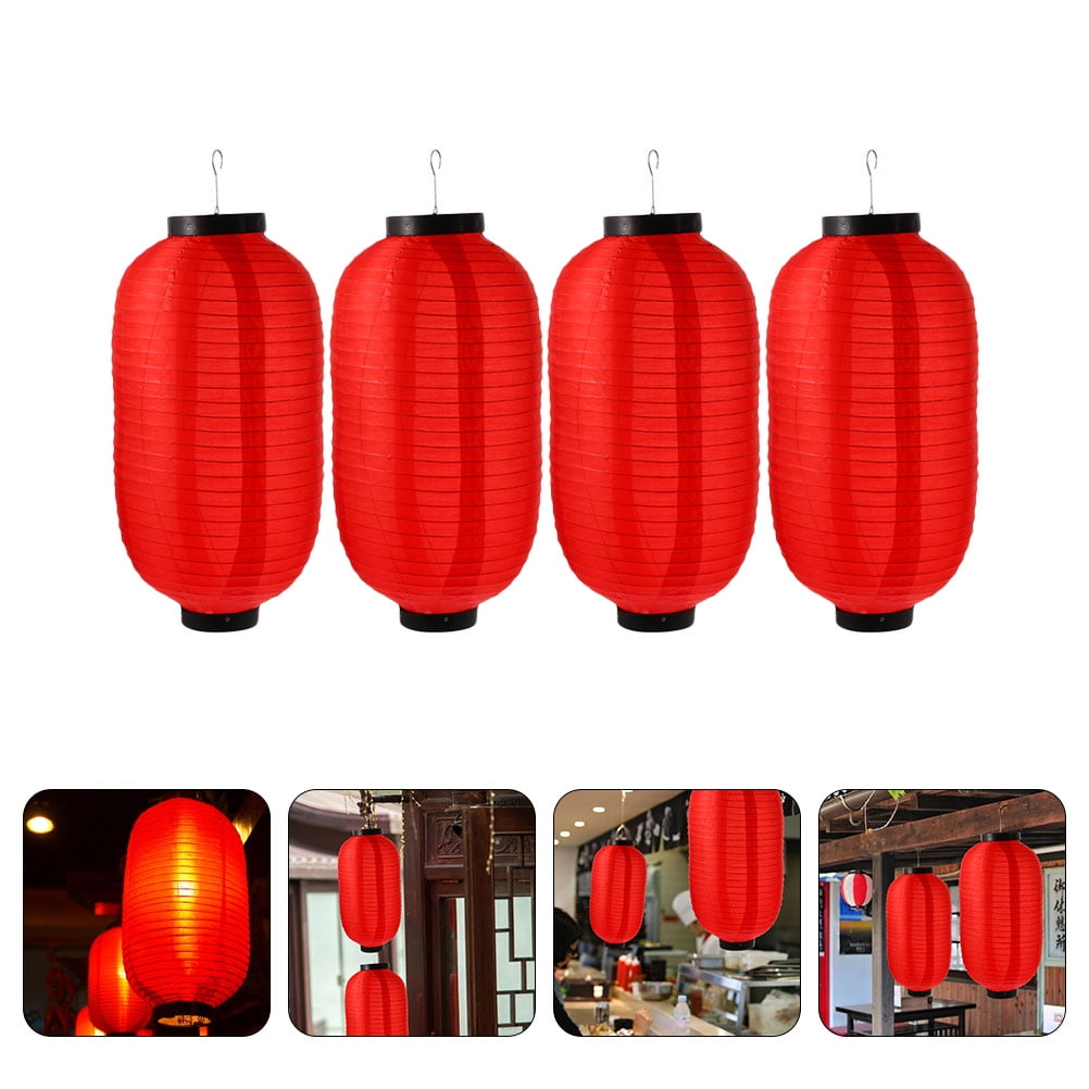 LEORX 4pcs Outdoor Lanterns Red Cloth Decorative Garden Lanterns ...