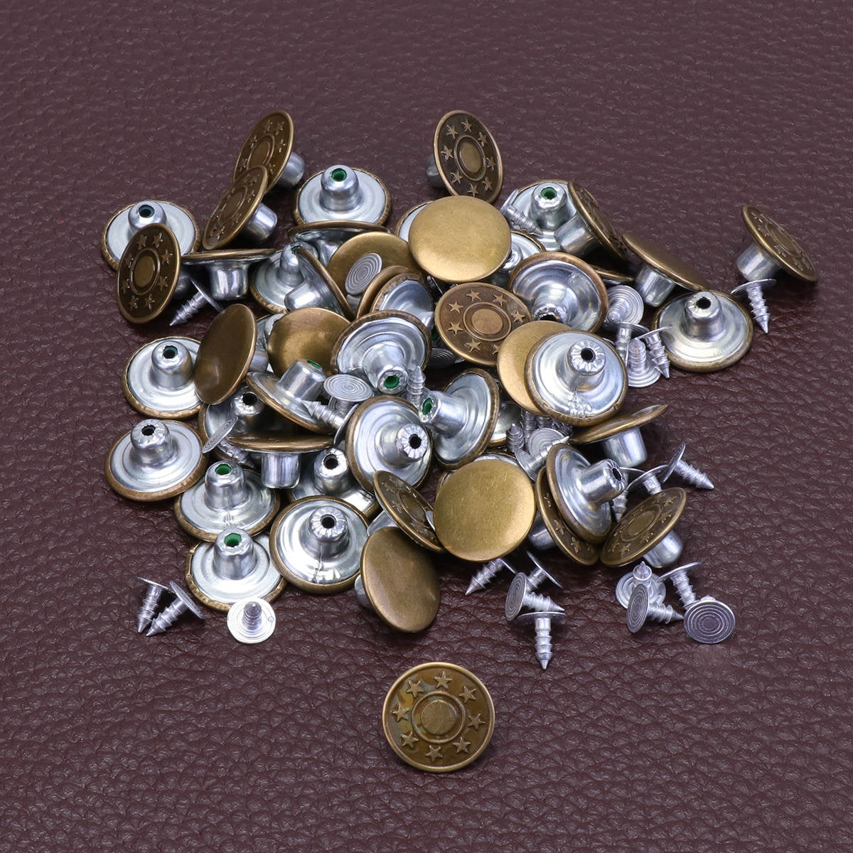 LEORX 50Set Sturdy Metal Jean Tack Buttons for Jeans Jackets Suspenders ...