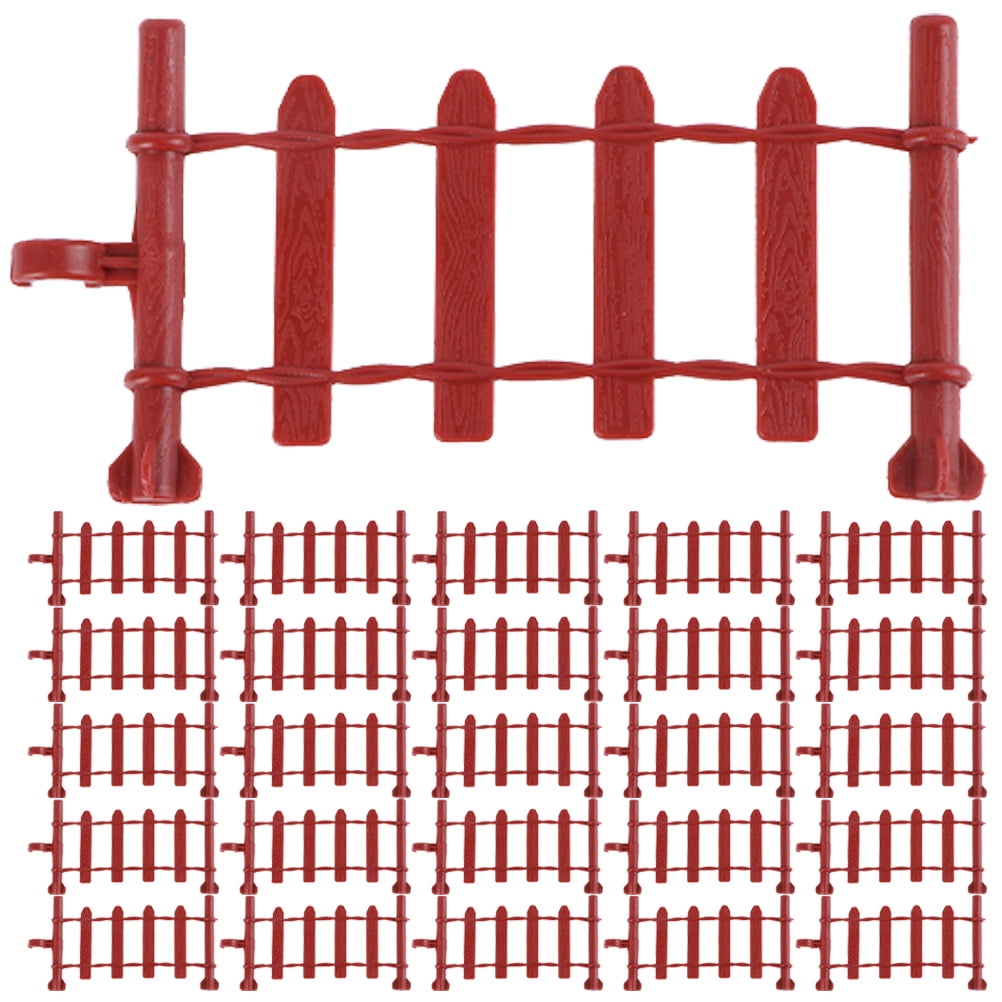 LEORX 50Pcs Small Garden Fence ABS Brown Realistic Shape for House ...
