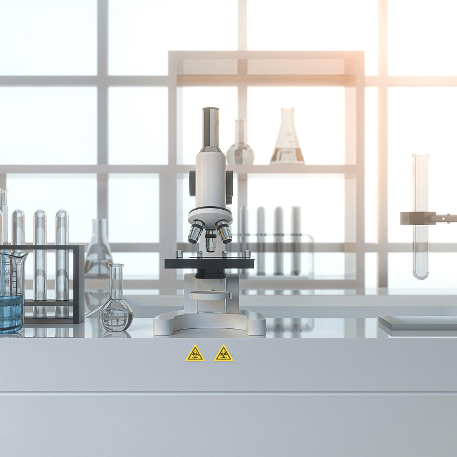 LEORX 5Pcs Biology Stickers Caution Sticker Set With Square Design For ...