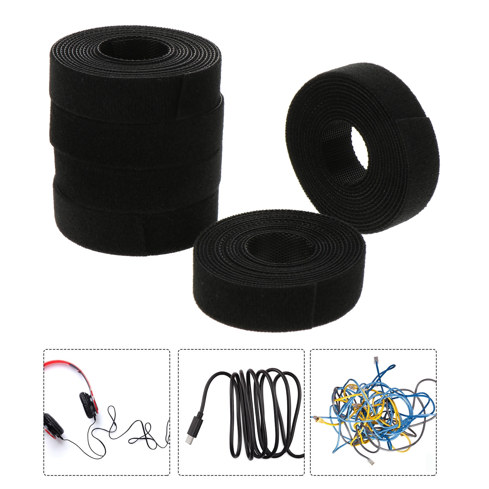 LEORX Reusable Black Cable Straps Wire Ties for Electronics and Cord ...