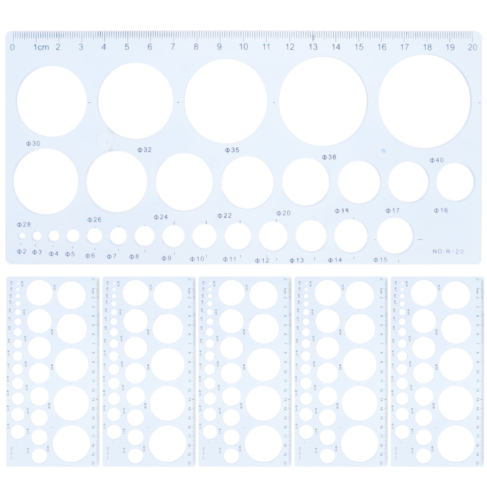 LEORX 6Pcs Blue Plastic Geometric Drawing Templates Rulers for ...