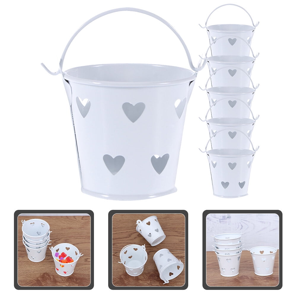 LEORX 6Set Small Metal Buckets with Handles for Flower Pot Iron ...