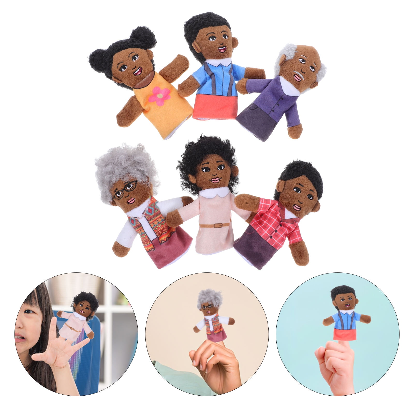 LEORX 6pcs Assorted Color Family Plush Finger Puppets For Kids Puppets ...
