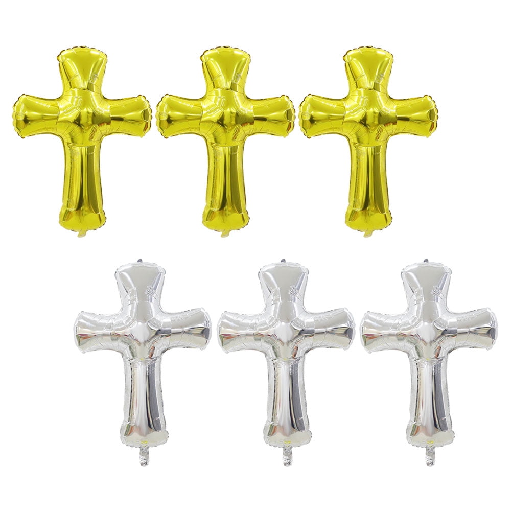 LEORX 6pcs Cross Shape Balloons For Baptism Birthday Party Decoration ...