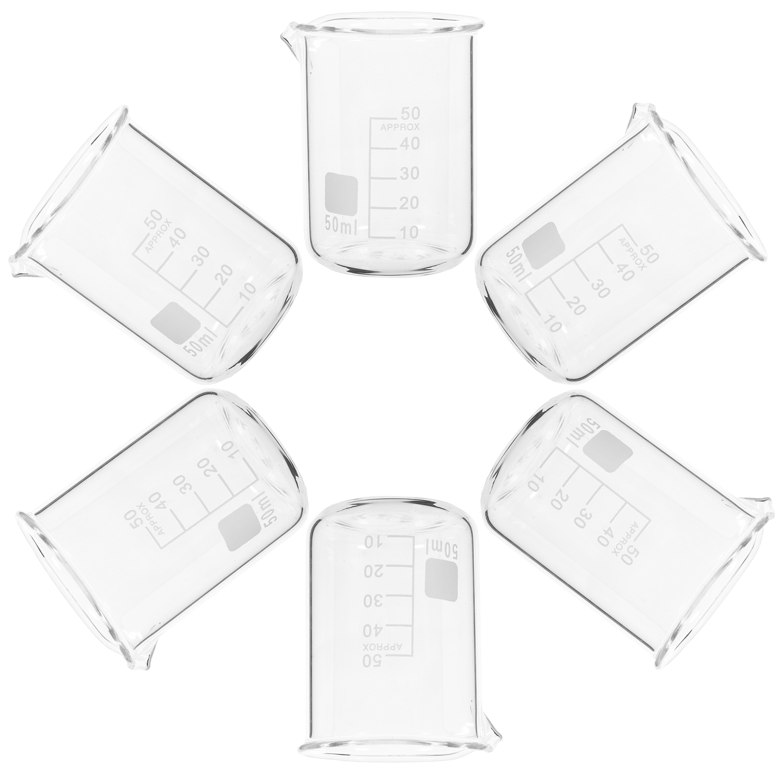 LEORX 6pcs Glass Measuring Beakers Chemistry Glass Beakers Laboratory ...