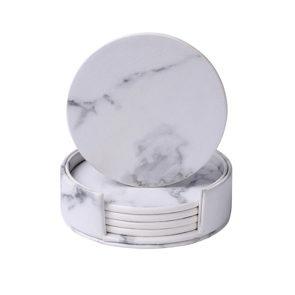 LEORX Kitchen Accessories Elegant Coasters Marble Pattern 7 Pcs Heat ...