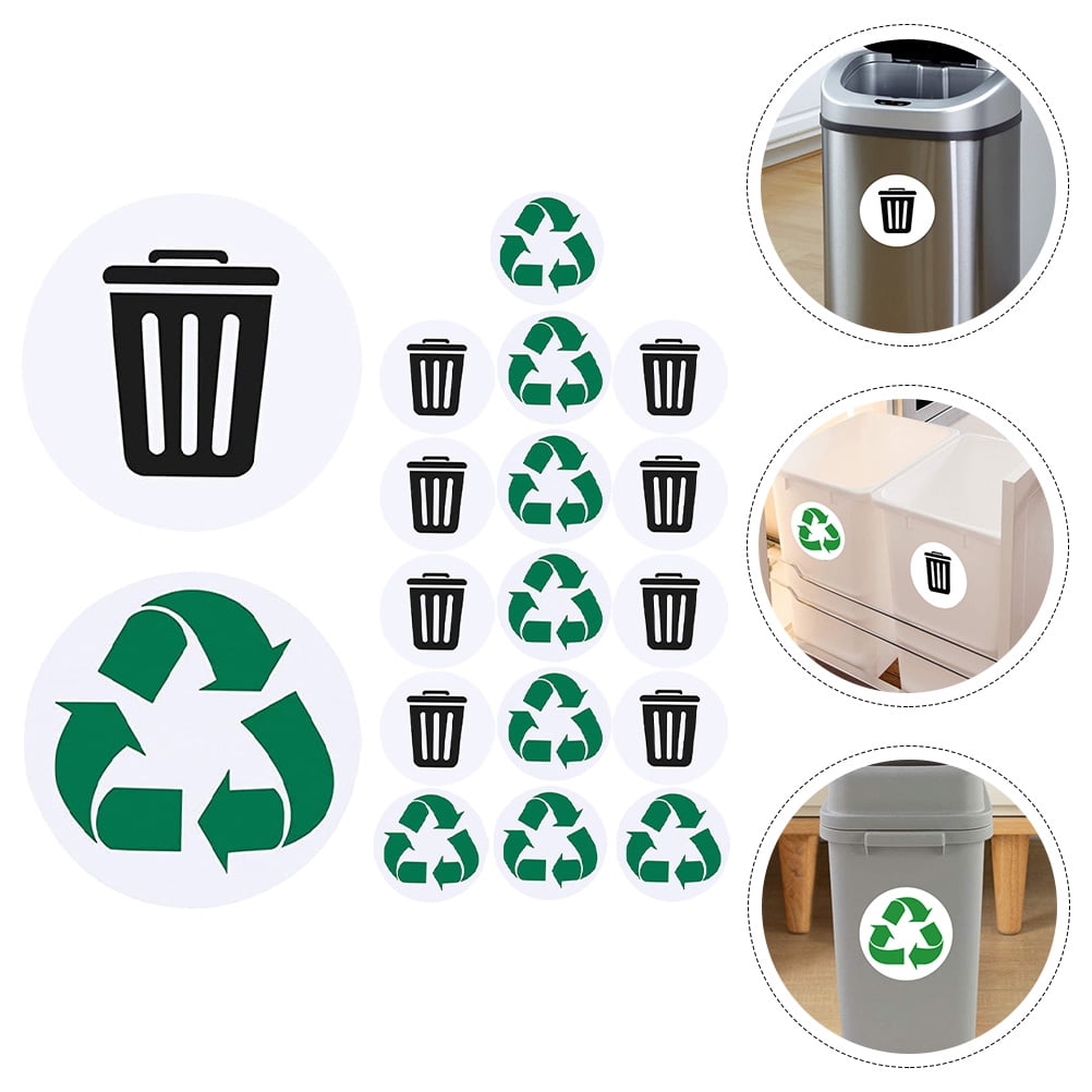 LEORX 9 Recycle Bin Stickers Trash Recycling Sticker Assorted Color ...