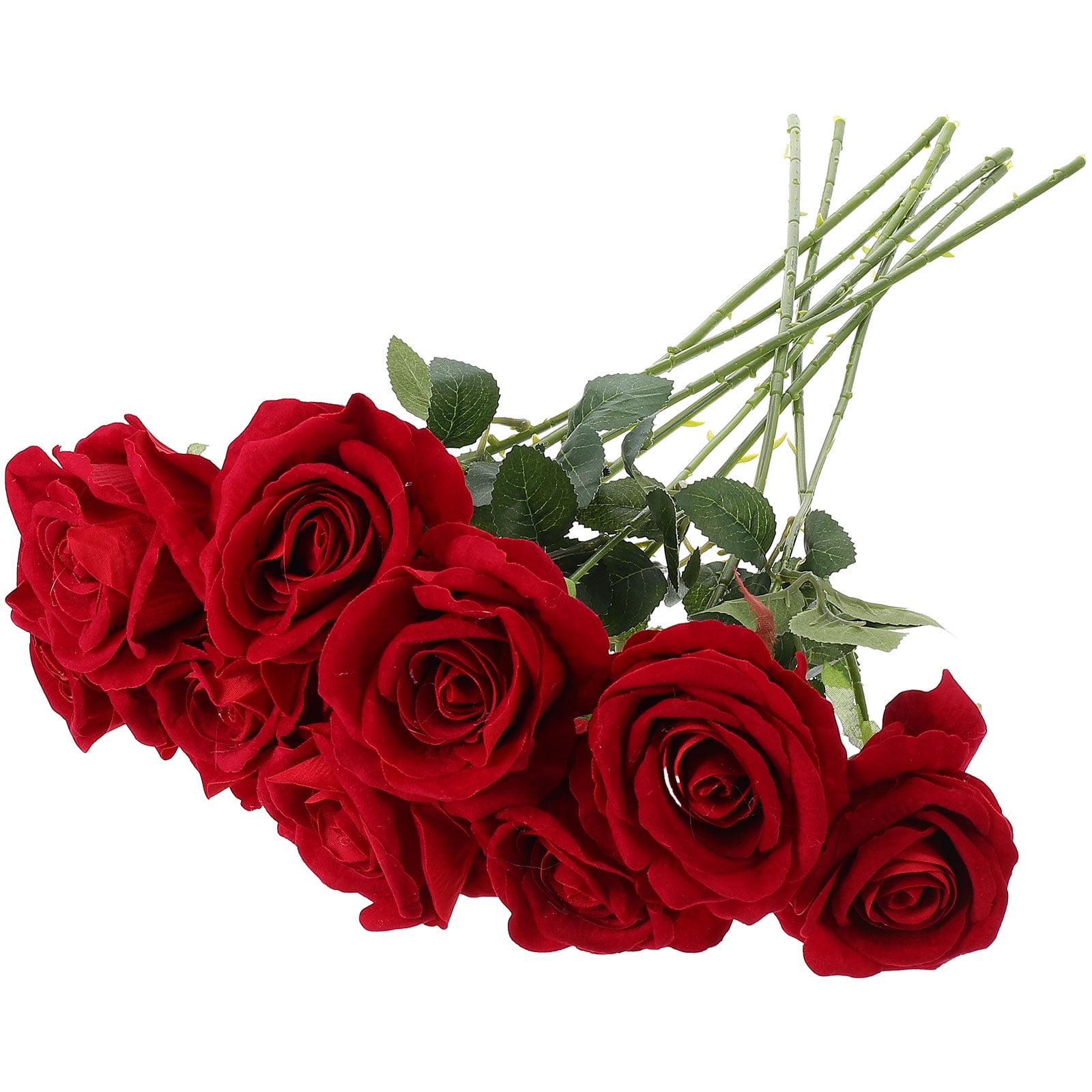 LEORX 9Pcs Faux Flowers Red Lint Cloth DIY Flower Arrangement for ...