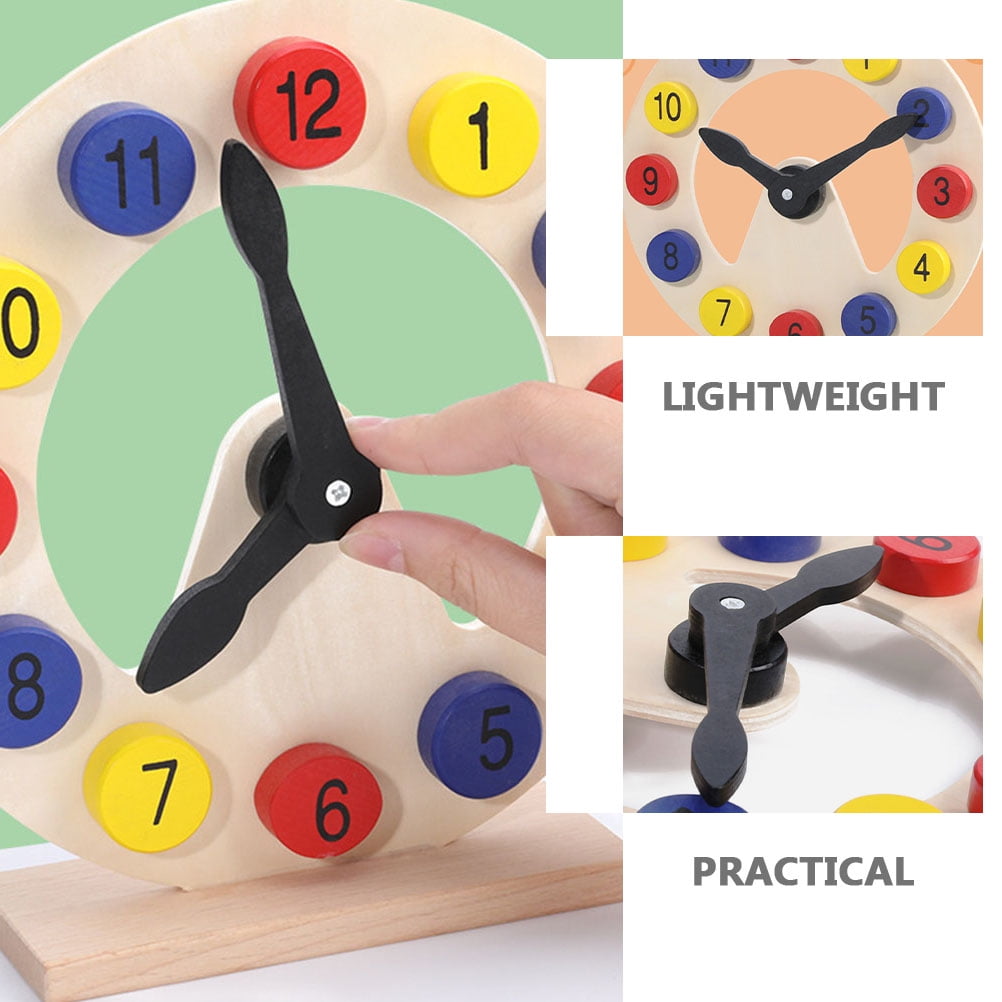 LEORX Assorted Color Wooden Clock Toy for Kids Educational Learning ...