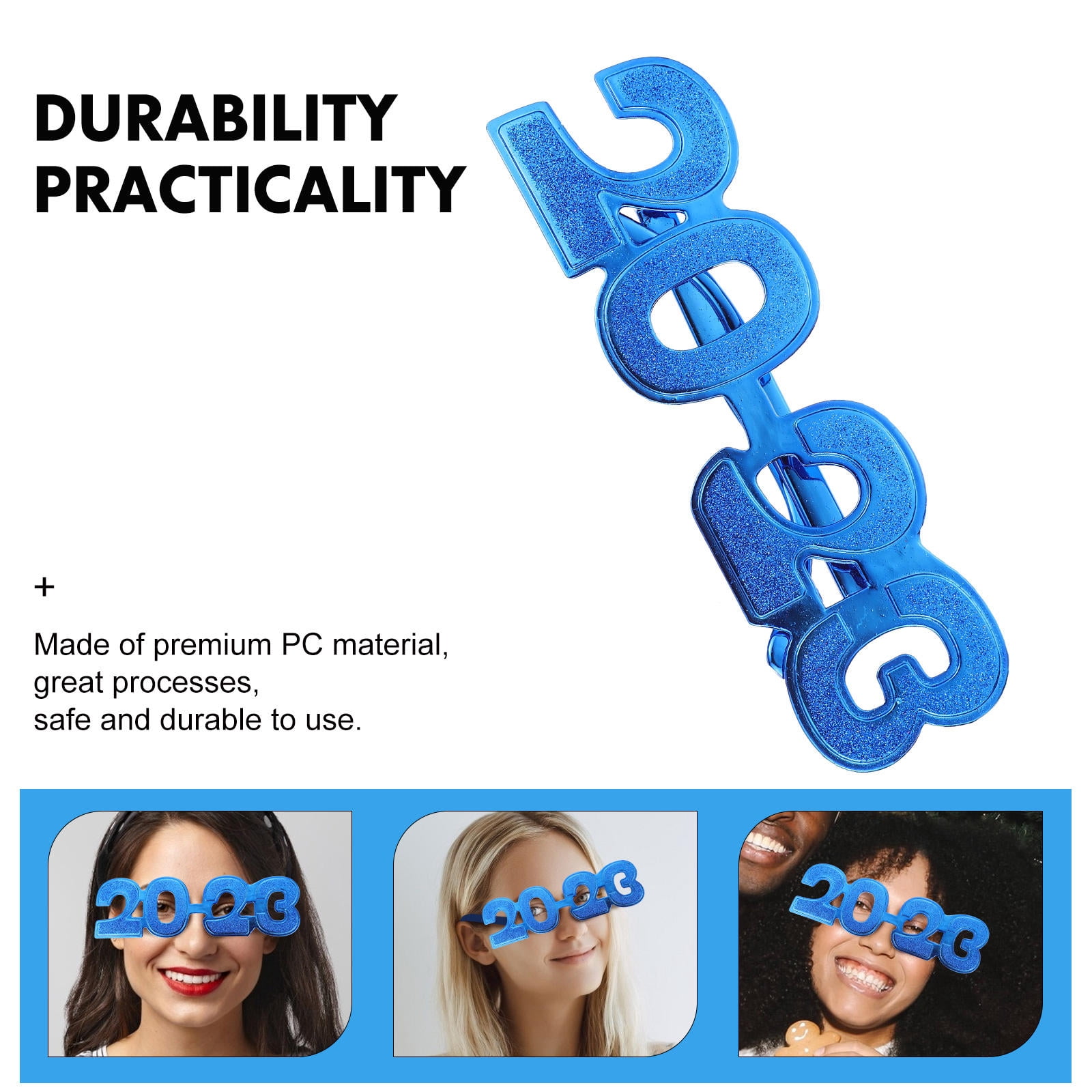 LEORX 1 Pair of New Year Eye Glasses Blue PC Novel Design for Festival ...