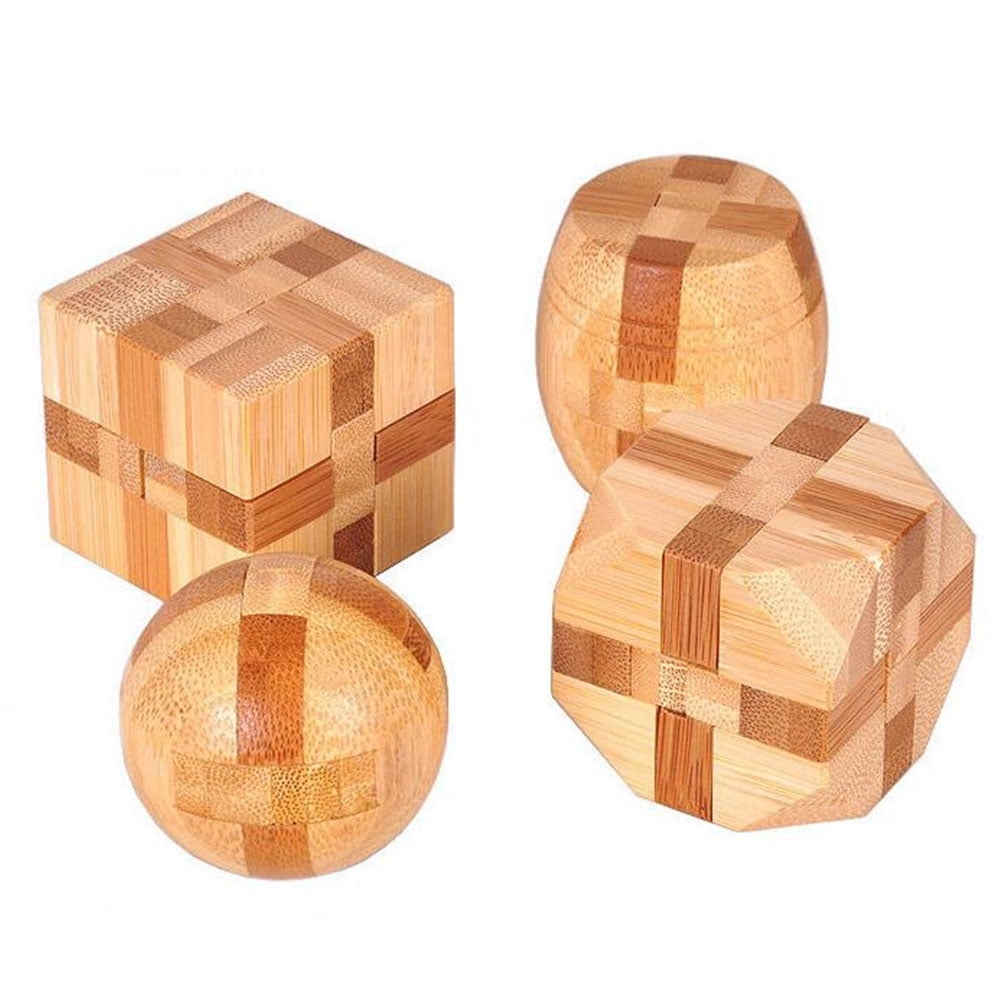 LEORX Bamboo Intellectual Puzzle for Kids Light Brown Plastic Lu Ban ...