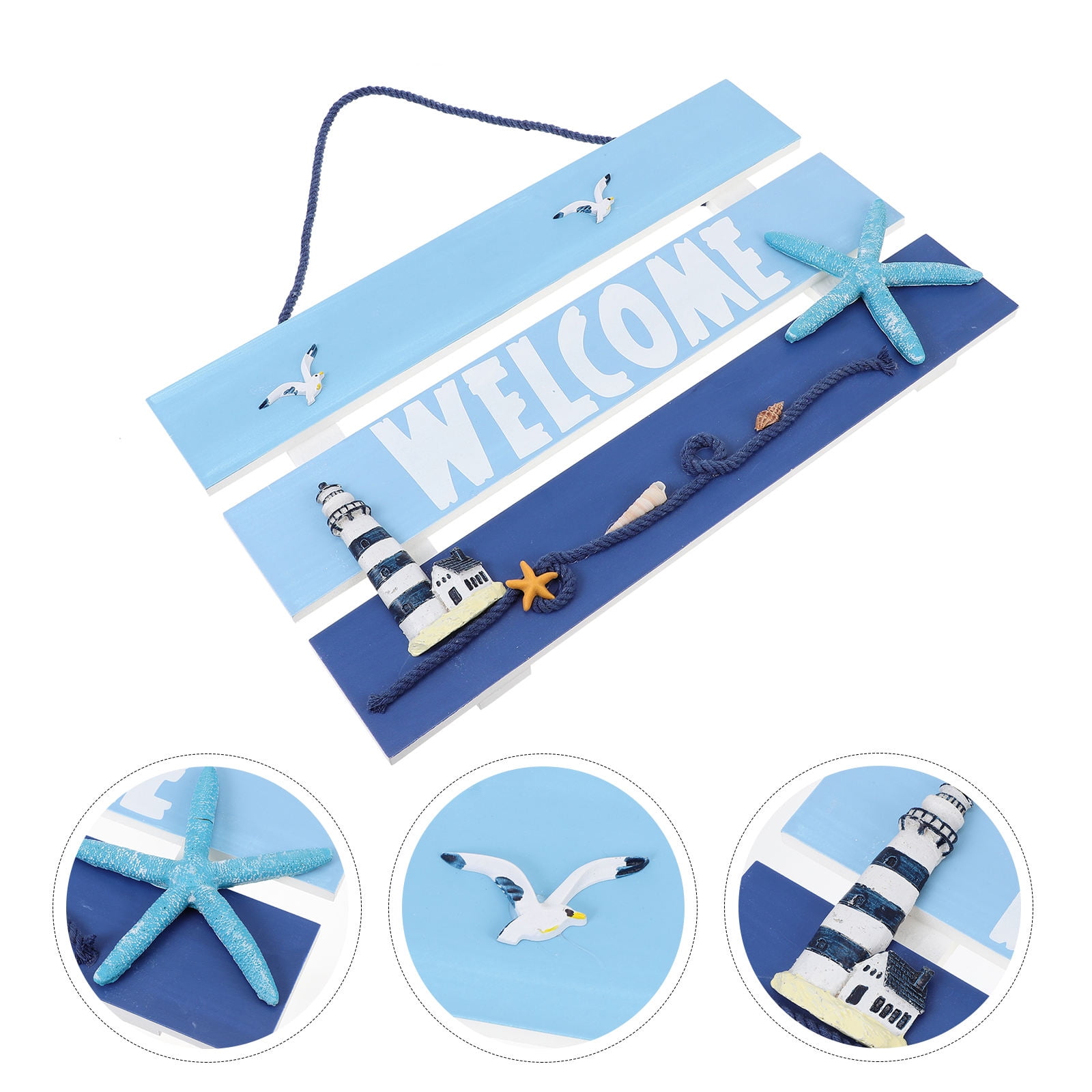 LEORX Blue Wooden Welcome Sign Nautical Style for Front Door Wall ...