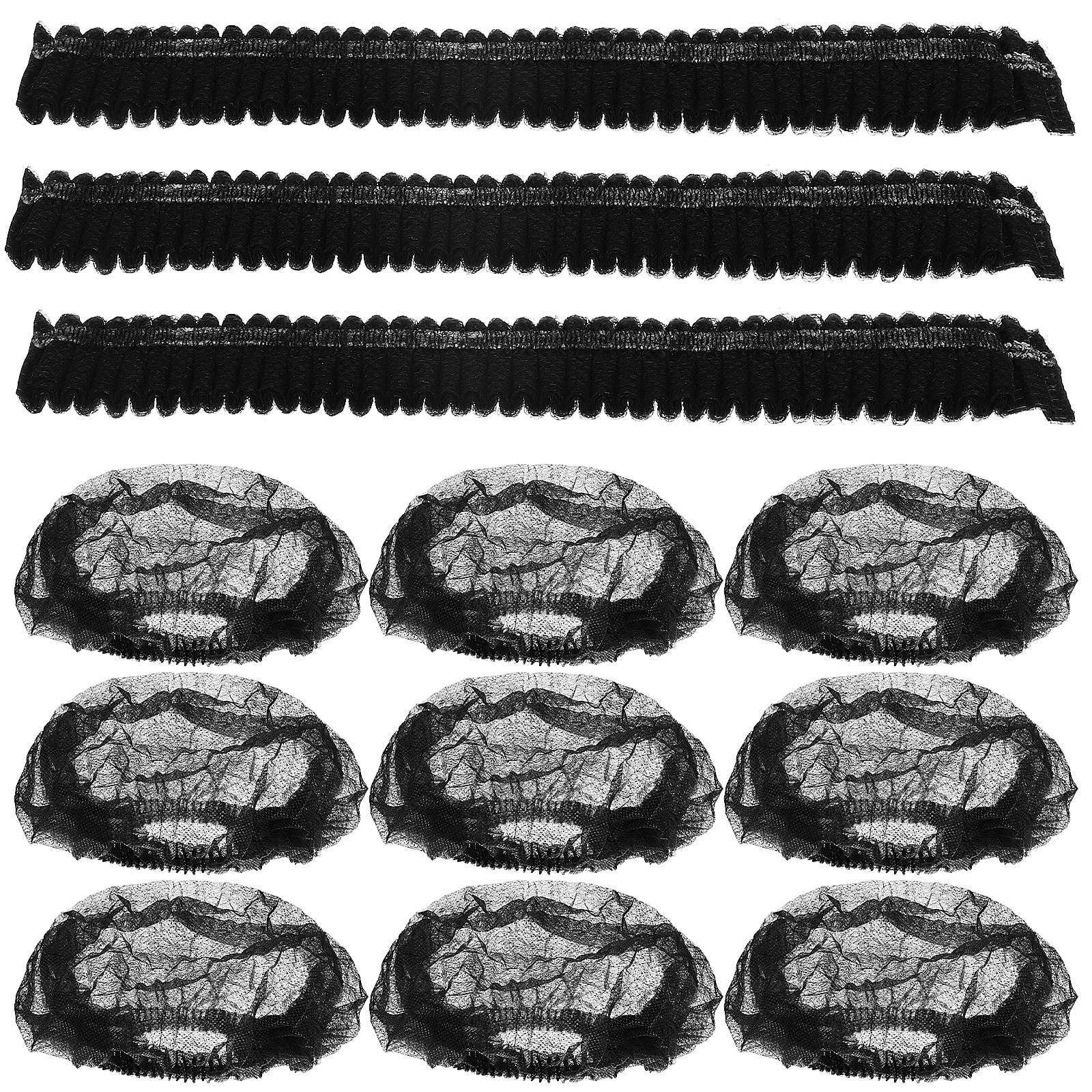 LEORX Black Disposable Bouffant Caps for Kitchen Use Made of Non Woven ...