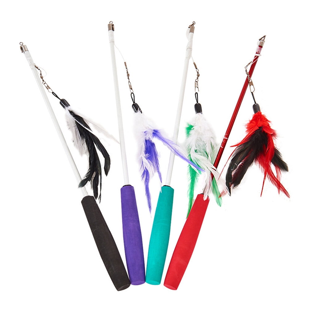 LEORX Cat Teaser Stick Fishing Rod Interactive Cat For Active Play ...