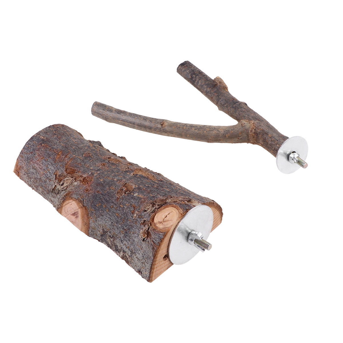 LEORX Dark Brown Plastic Parrot Perch for Small Birds with Natural Wood ...