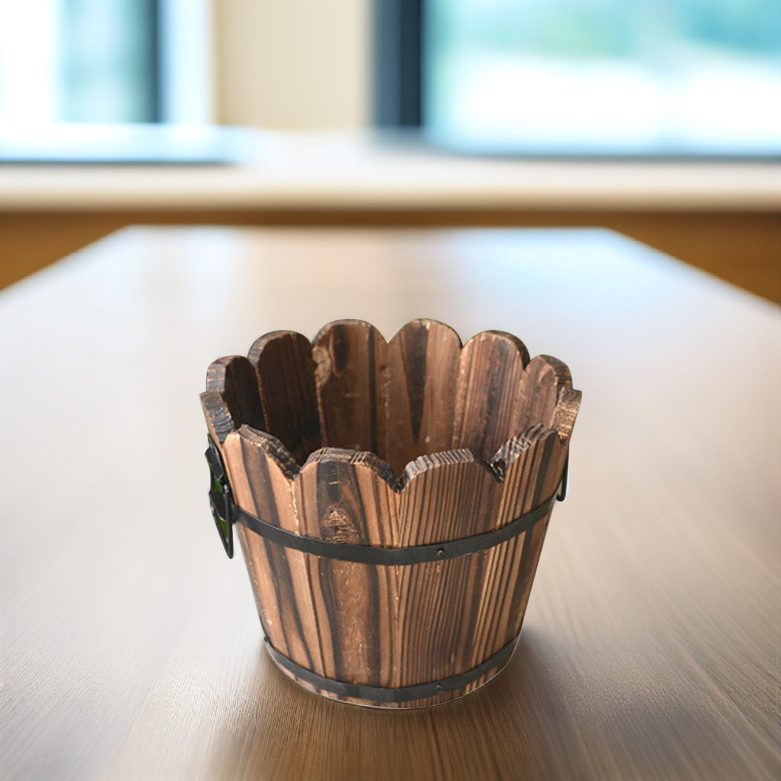 LEORX Desk Planters for Women Rustic Wood Flower Planters 1Pcs Indoor ...