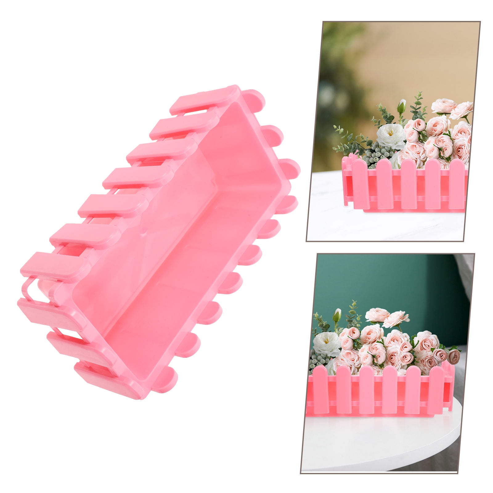 LEORX Fence Planter Rectangular Flower Pot Plastic Doublelayer Design ...