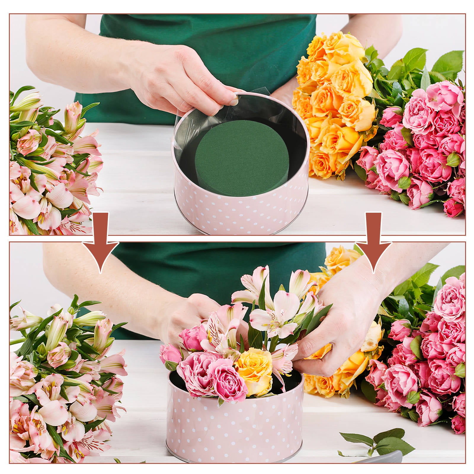 LEORX Quick Water Absorption Green Floral Foam, Easy to Adjust, 4Pcs ...