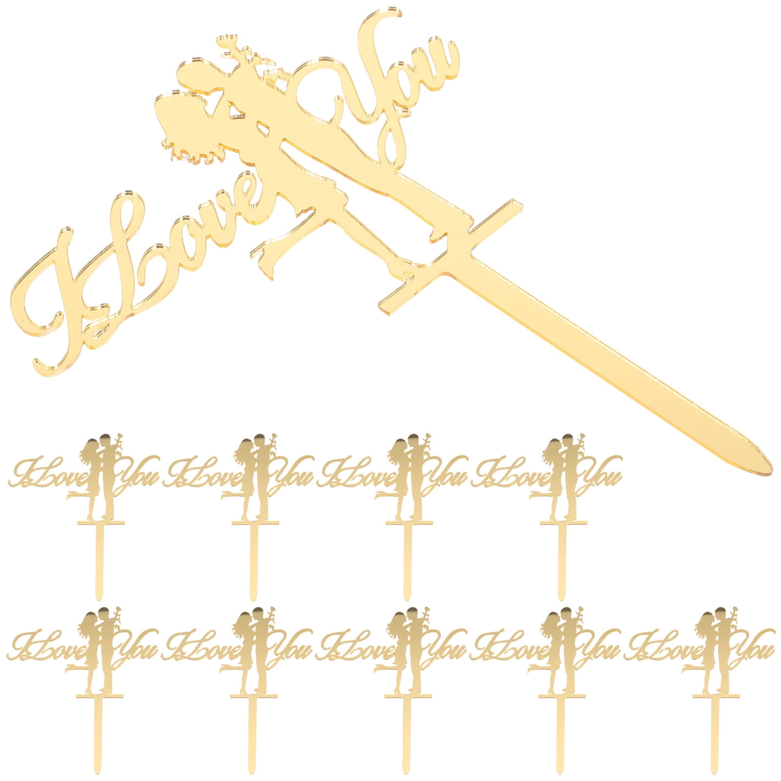 LEORX Golden Acrylic Cake Picks for Decoration Safe and Love Theme ...