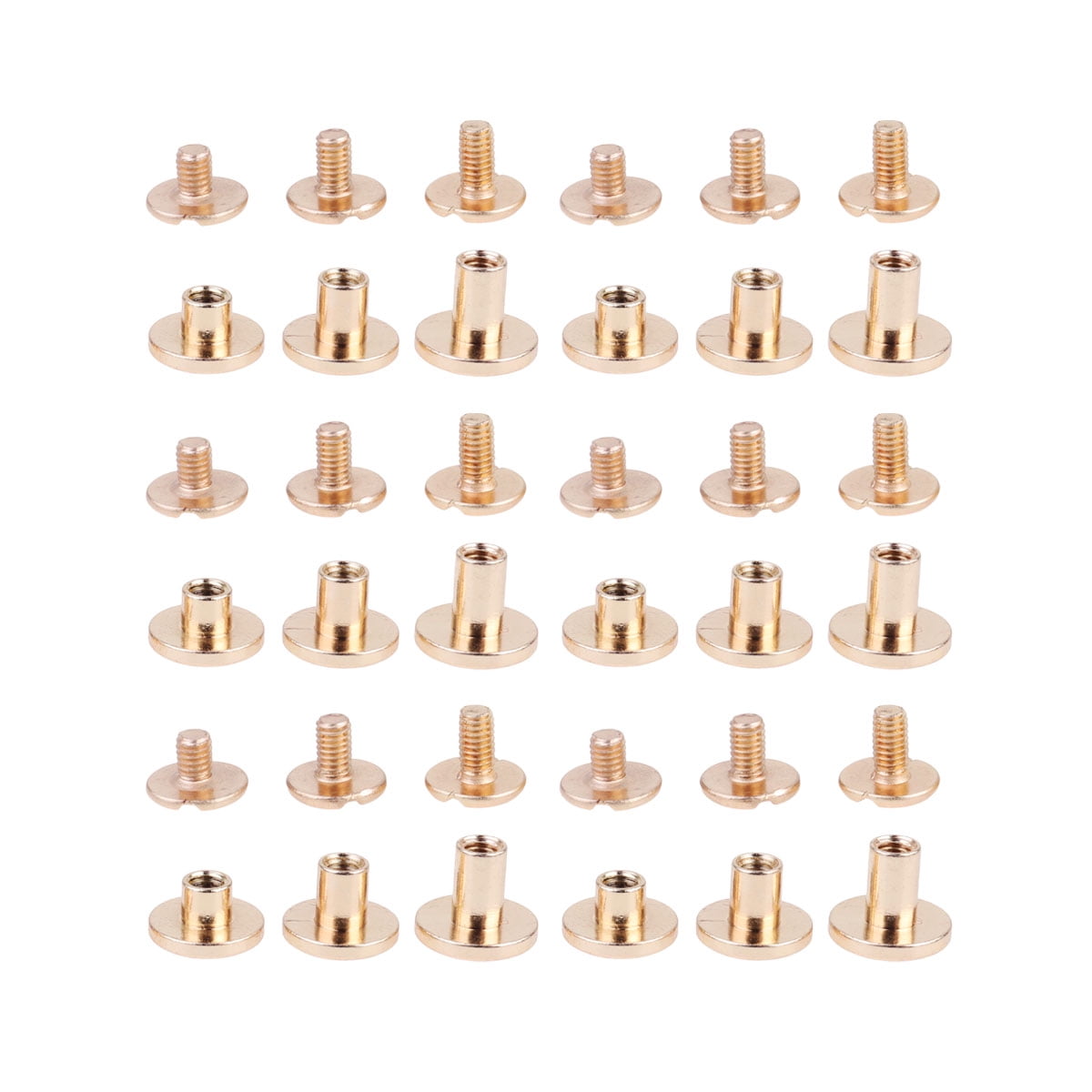 LEORX Golden Copper Flat Head Screws for Belt Craft DIY with 5mm 6.5mm ...