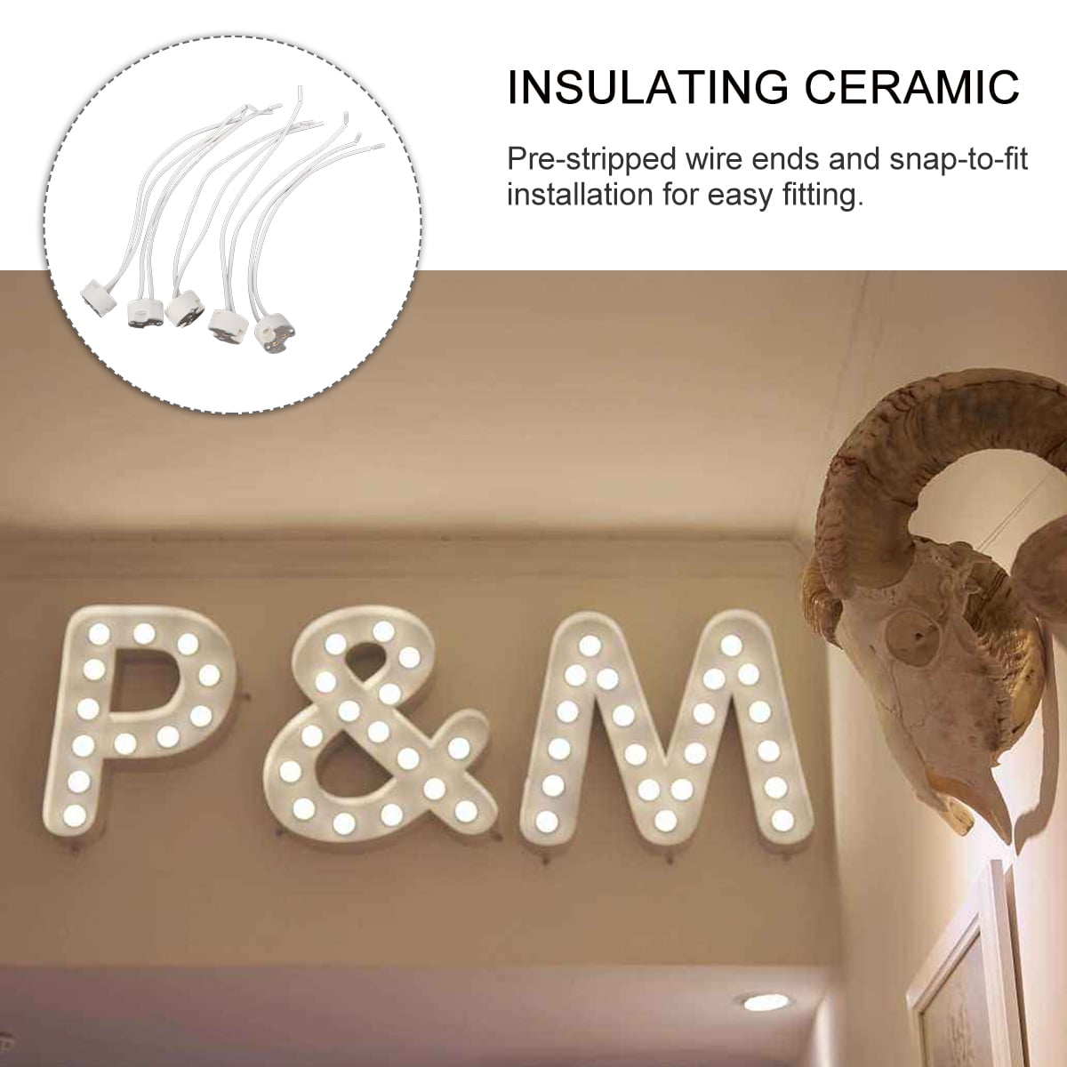 LEORX Heat Resistant Ceramic Gu10 Lamp Bases White Wire Connectors ...