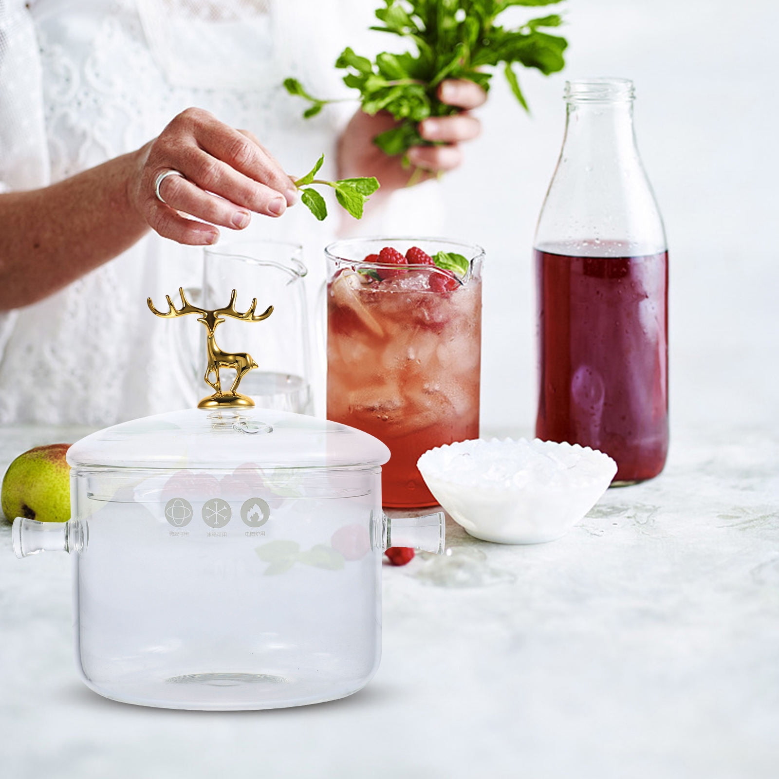 LEORX High Borosilicate Glass Stew Pot for Food Storage with Ergonomic ...