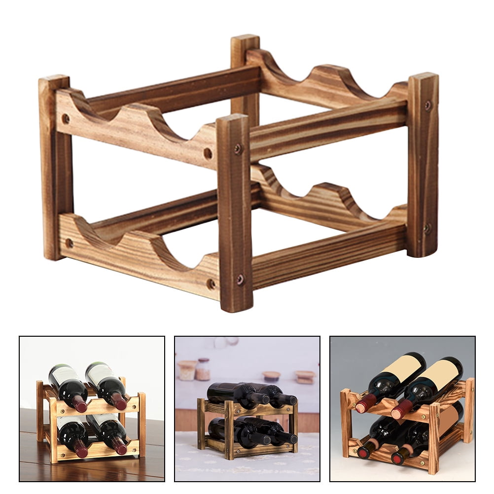 LEORX Kitchen Bottle Storage Rack Wine Display Rack Wood Light Brown ...