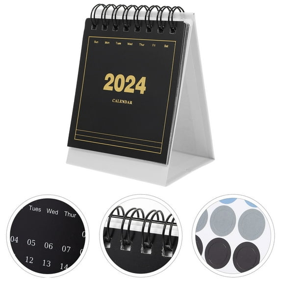 LEORX Mini Desk Calendar 2024 English Decorative Monthly Calendar ...