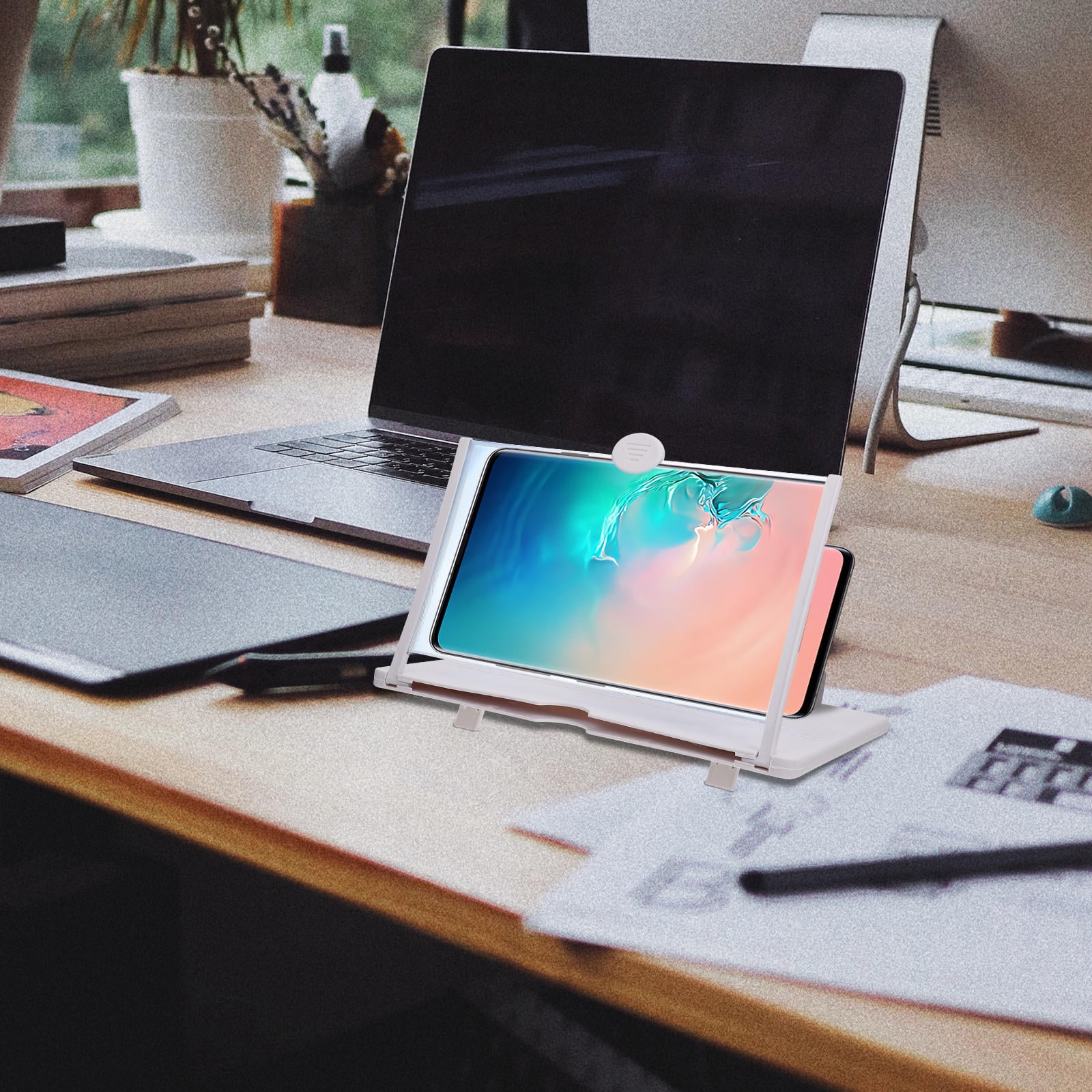 LEORX Mobile Phone Magnifier Screen Mobile Screen Amplifier ABS White ...