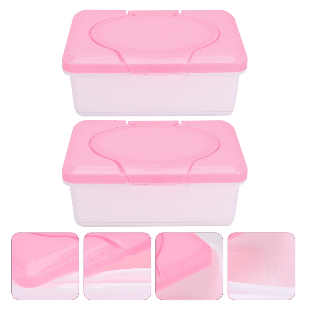 LEORX Pink Wet Tissue Boxes 2Set for Wipes Storage Simple Design ...