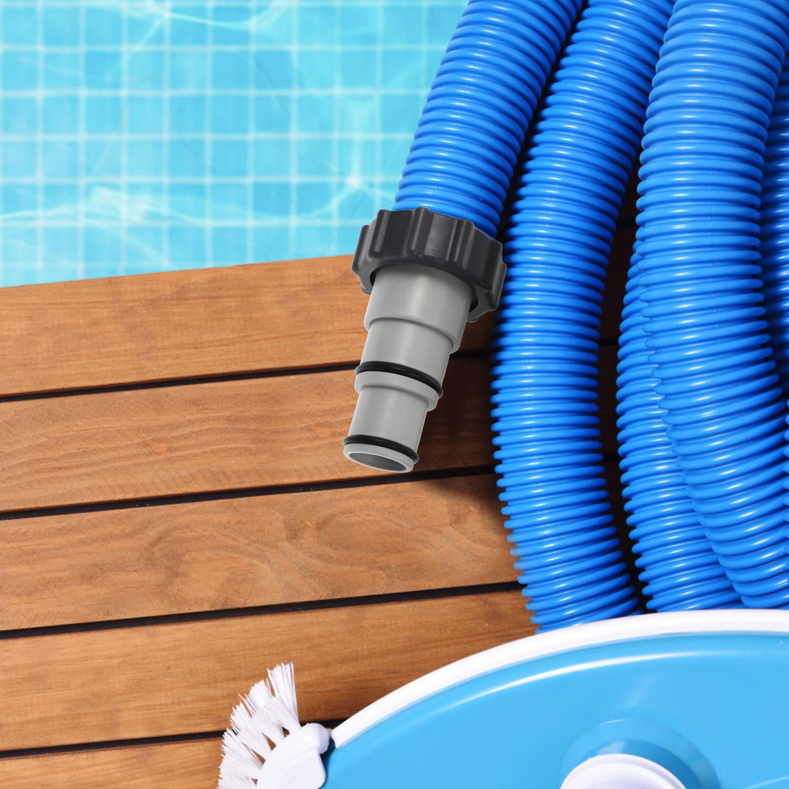 LEORX Pool Hose Connectors 2Pcs Grey Hose Adapter for Threaded Pumps ...