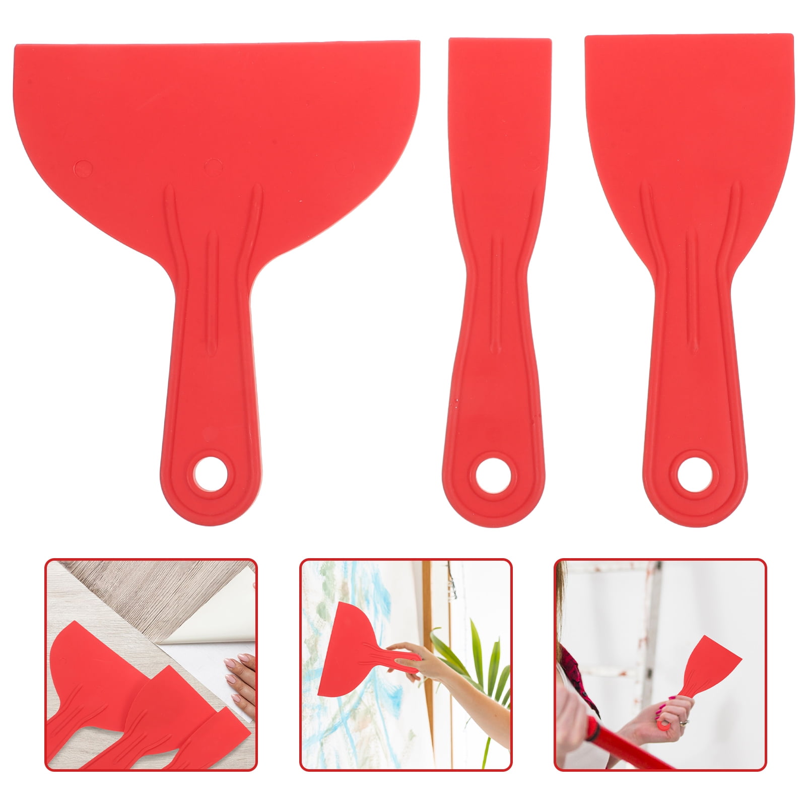 LEORX Red 3Pcs Putty Scrapers Set Flexible Filling for Wall Scraping ...