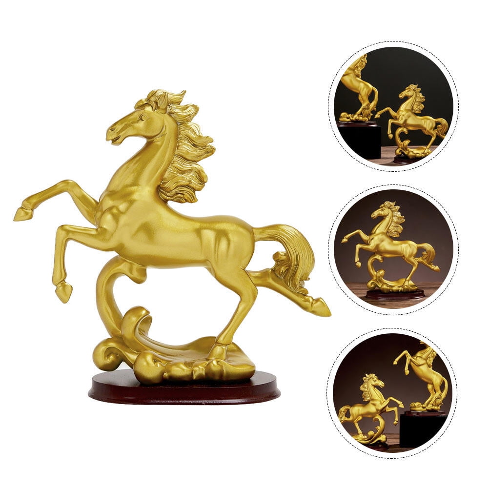 LEORX Resin Horse Sculpture Home Desktop Adorn Golden 1Set - Walmart.com