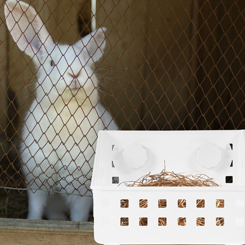 LEORX Small Rabbits Hay Feeders Plastic Hay Container White 1 Set ...
