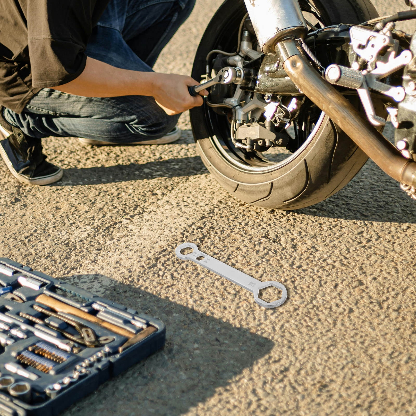 LEORX Dirt Bike Spanner Wrench Motorcycle Axle Silver Chrome Vanadium ...