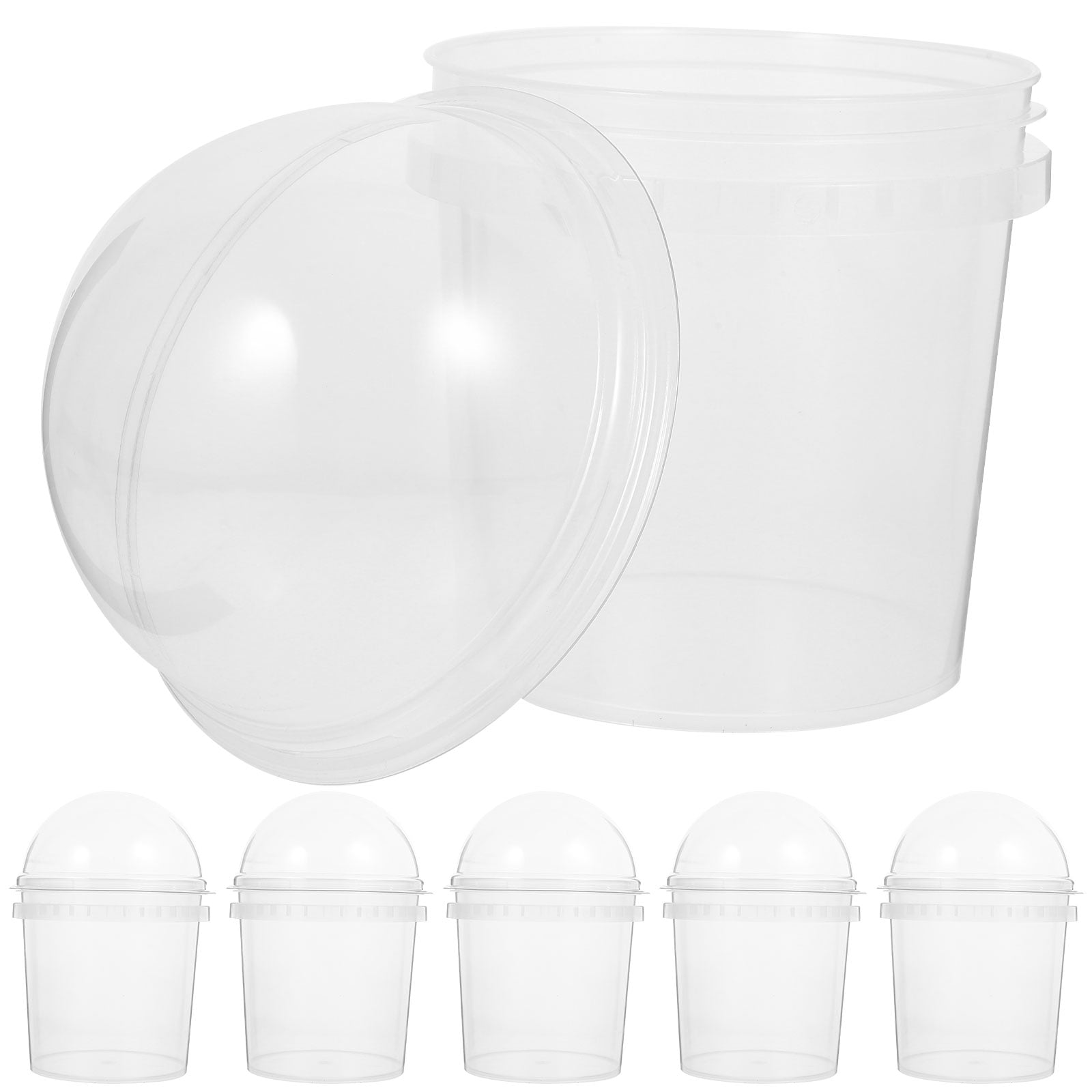 LEORX Transparent Plastic Popcorn Bucket for Storage Use with Lid Ideal ...