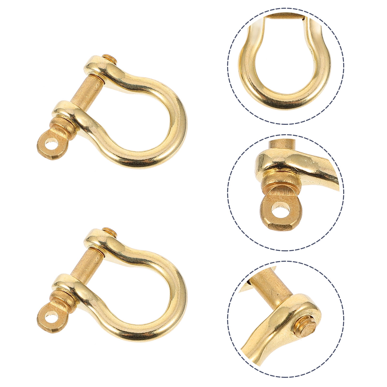 LEORX Type D Key Chain 2Pcs D-Rings Golden Copper for House Keys and ...