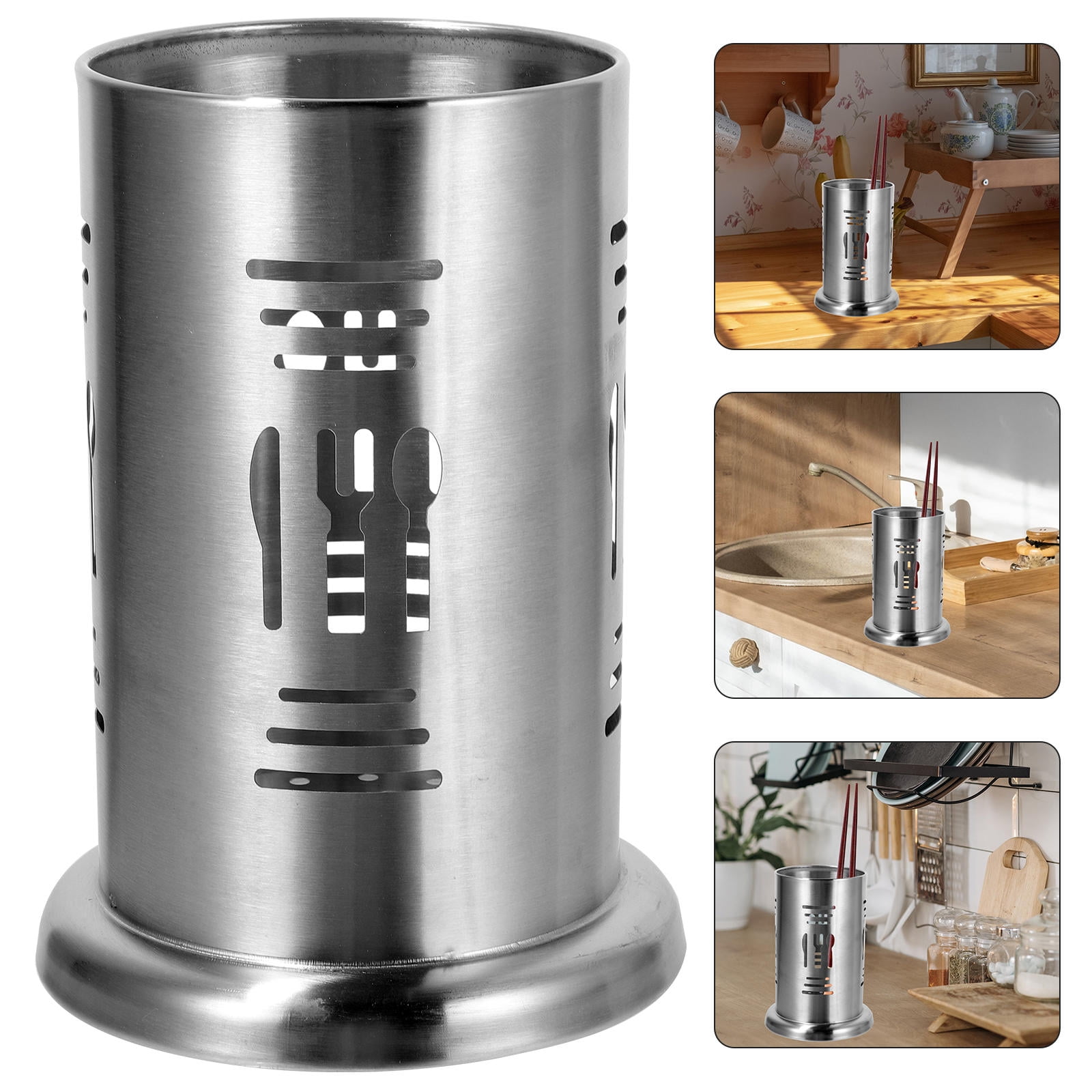 LEORX Utensil Container Stainless Steel Utensil Holder Modern ...