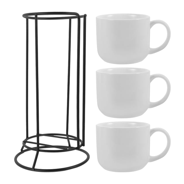 LEORX Water Mug Modern Coffee Cups White Storage Rack Included Home Use ...
