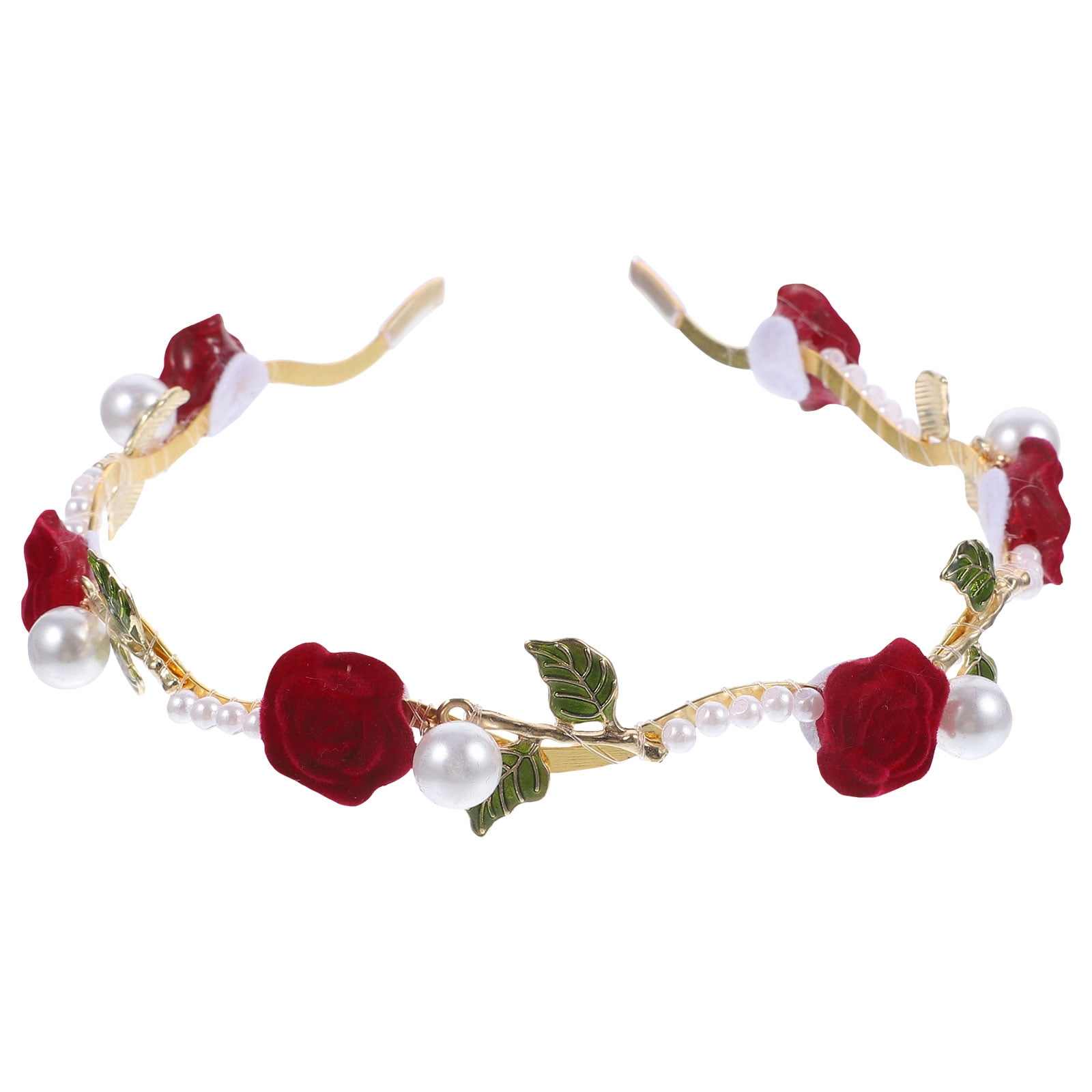 LEORX Wedding Headband Pearl Headband Red Alloy 1Pack Elasticity for ...