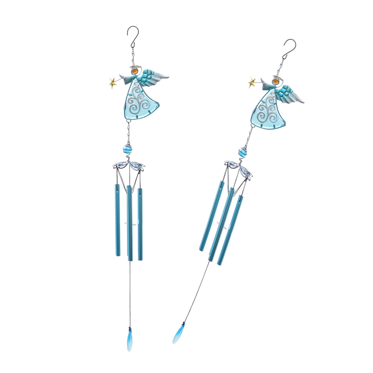 LEORX Wind Chimes with Angel Wings Metal Wind Chime Sky Blue Garden ...