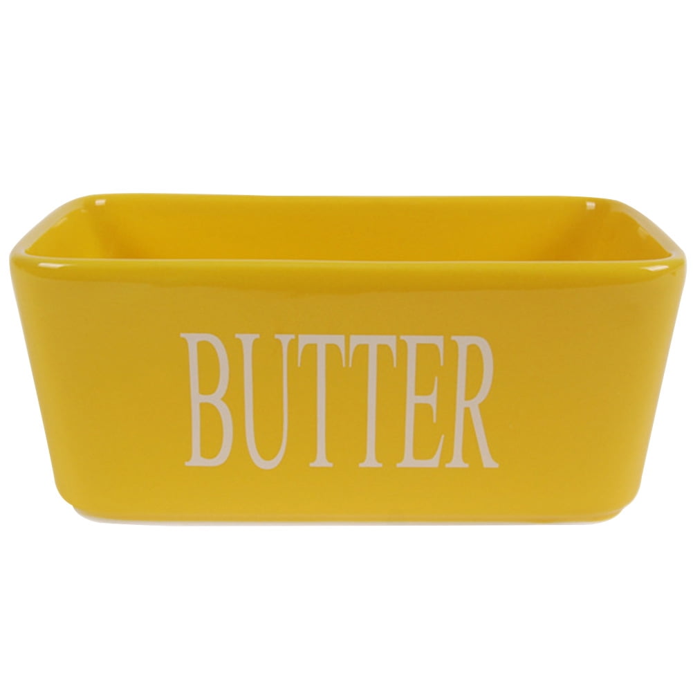 LEORX Yellow Ceramic Butter Dish for Storage and Materials 7.8 x 3.5 x ...
