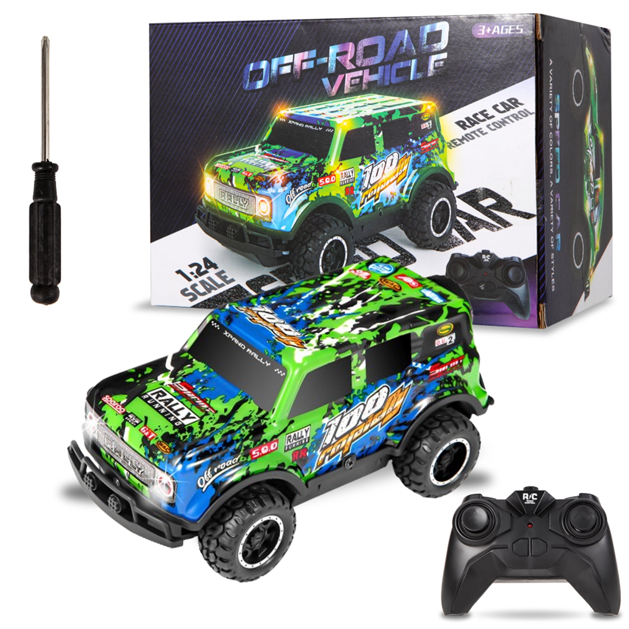 LEPECQ 1:24 RC Car for Kids with Cool Led Lights,Remote Control Car ...