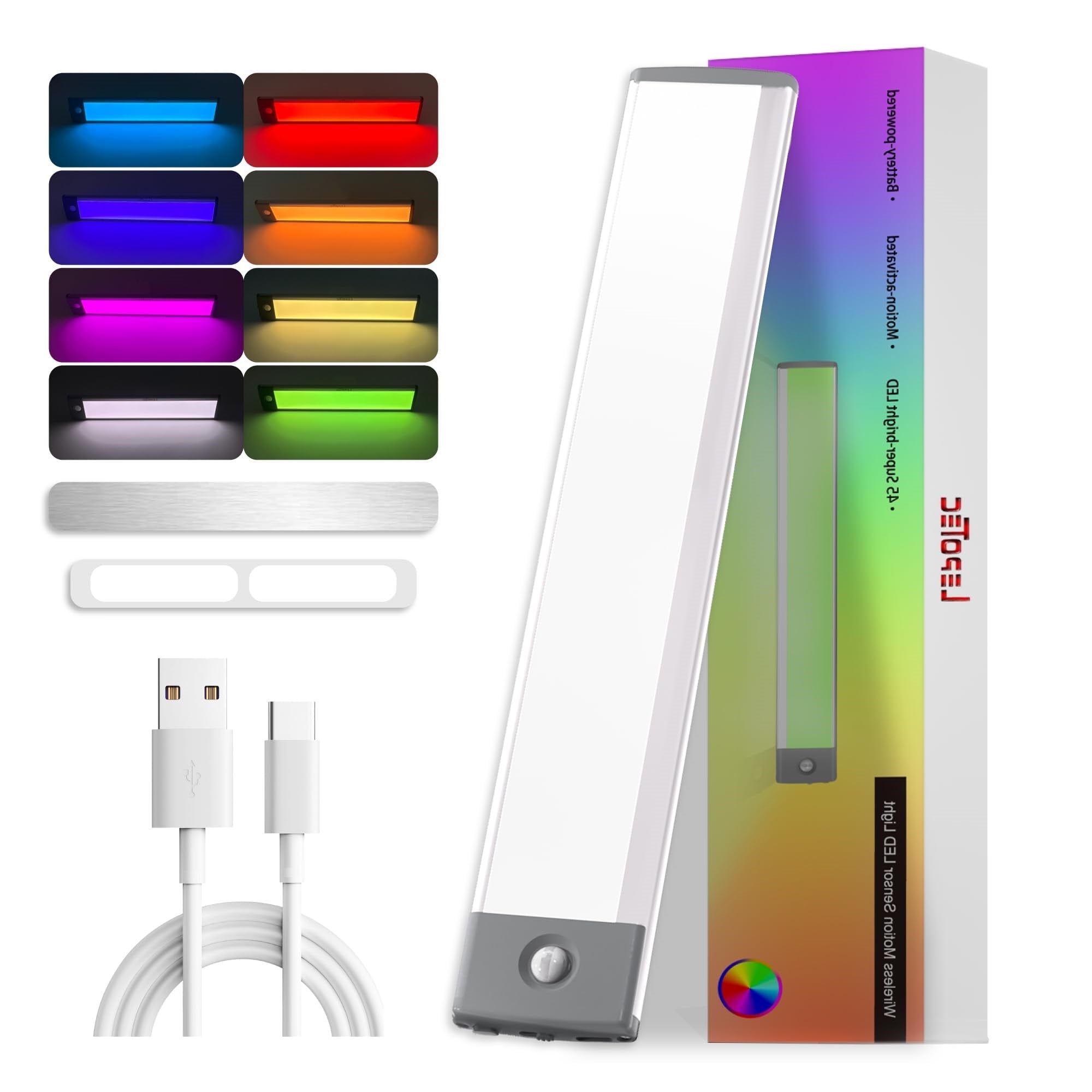 LEPOTEC 45LED RGB Motion Sensor Colorful Ambiance Cabinet Lights ...
