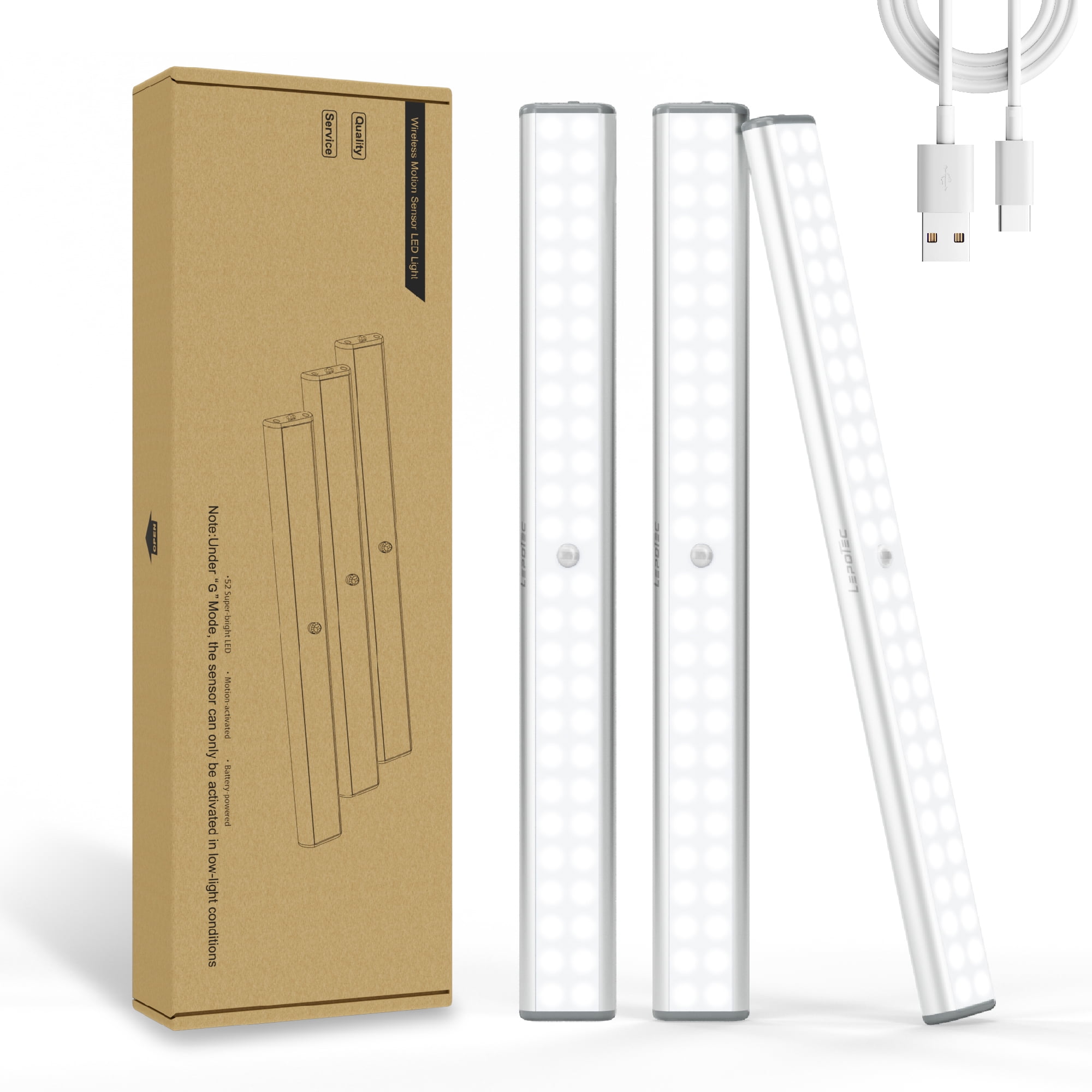 LEPOTEC Motion Sensor LED Light, Wireless Rechargeable, for Kitchen ...