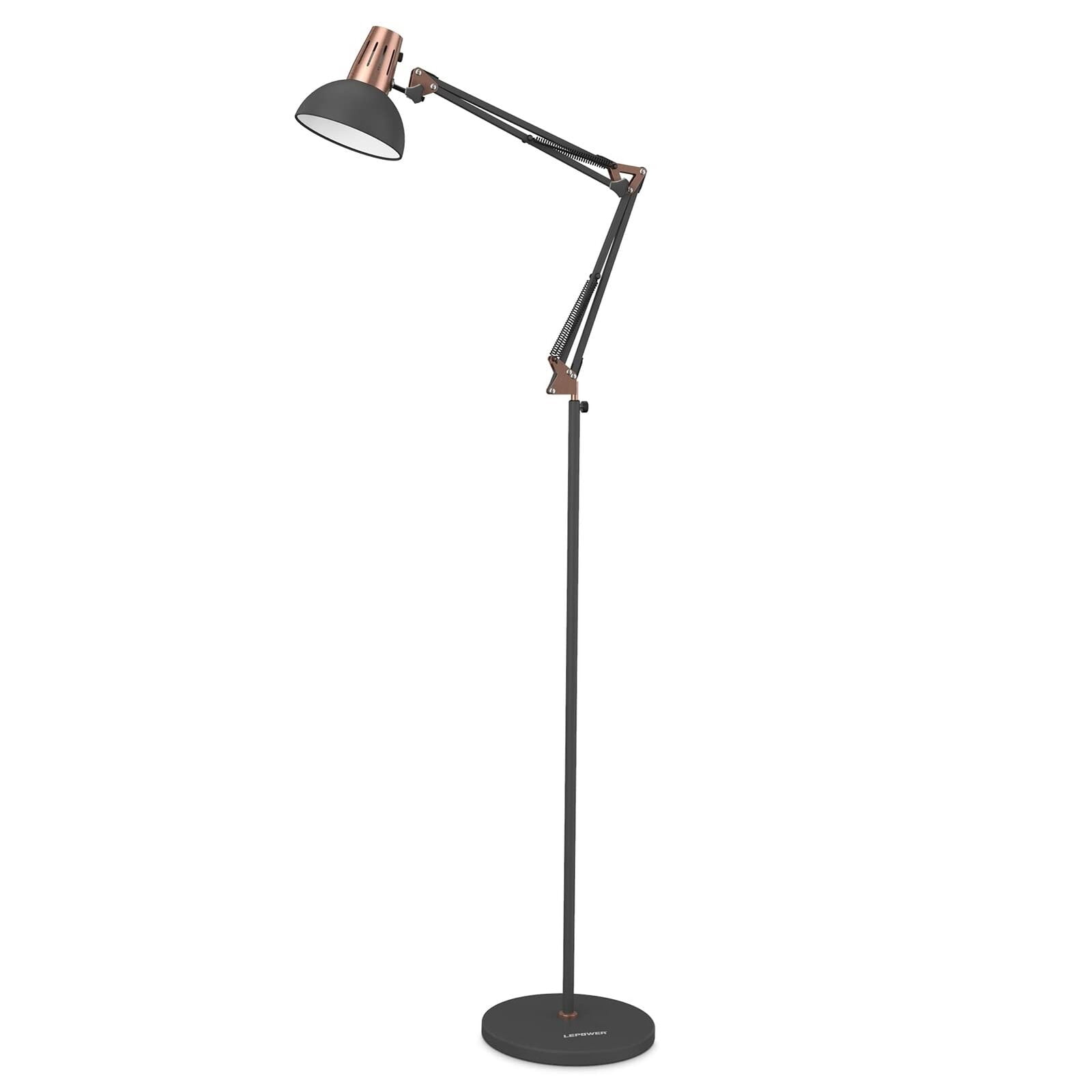 LEPOWER Metal Floor Lamp, Adjustable Architect Swing Arm Standing Lamp ...