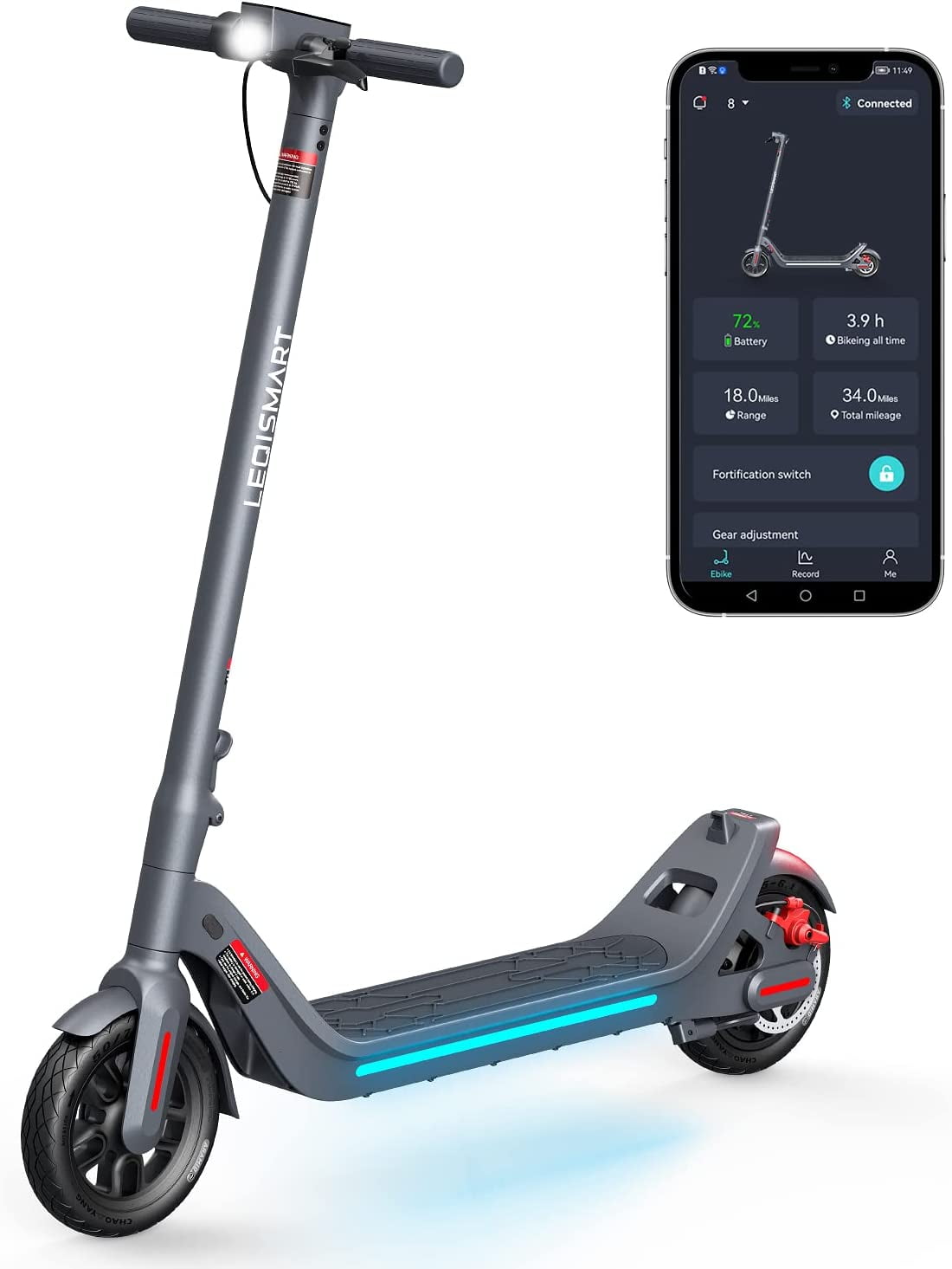 LEQISMART Electric Scooter, Electric Scooter for Adults with 9" Solid ...