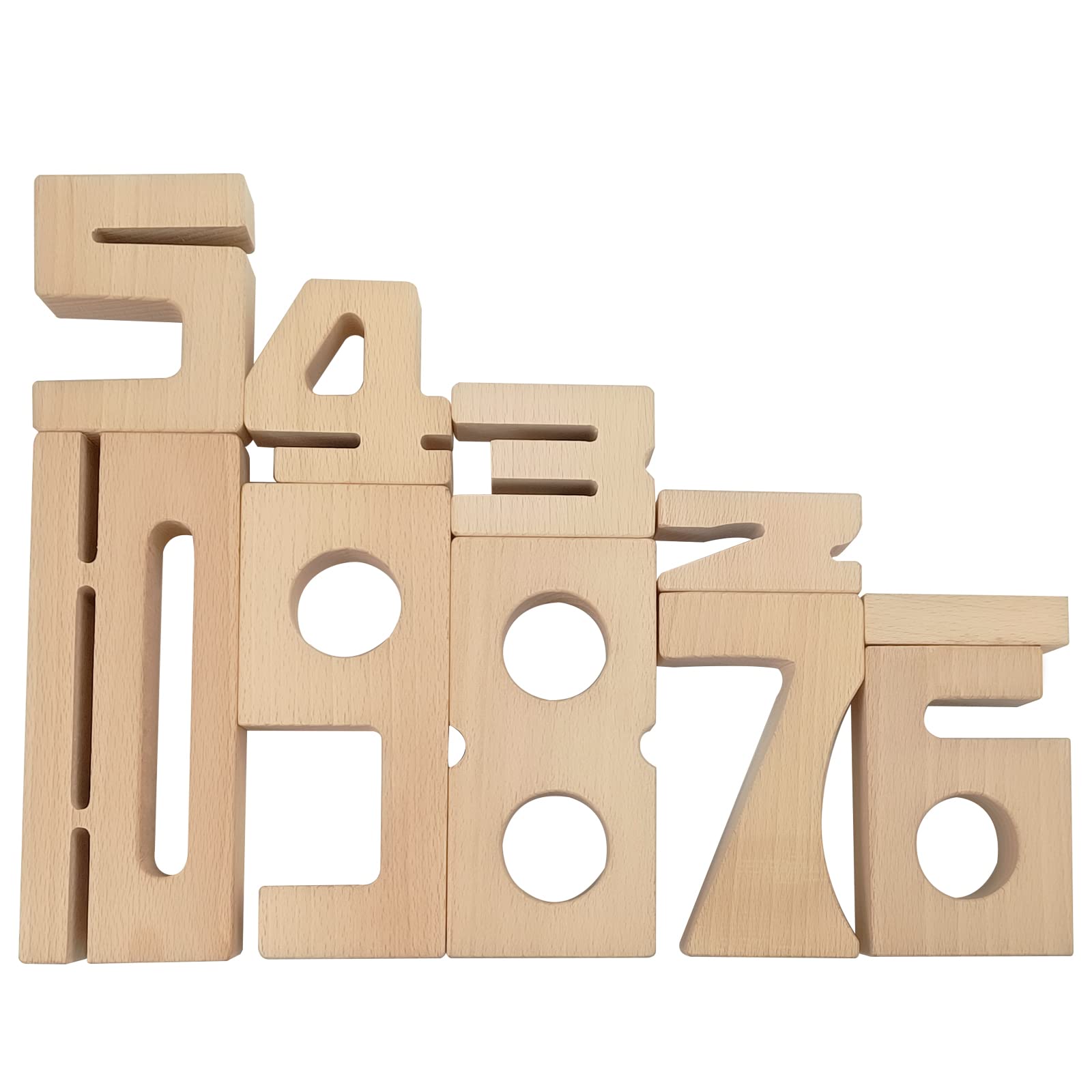 LEQUMOC Number Blocks - DHF10 Montessori Large Wooden Blocks Numbers 1 ...