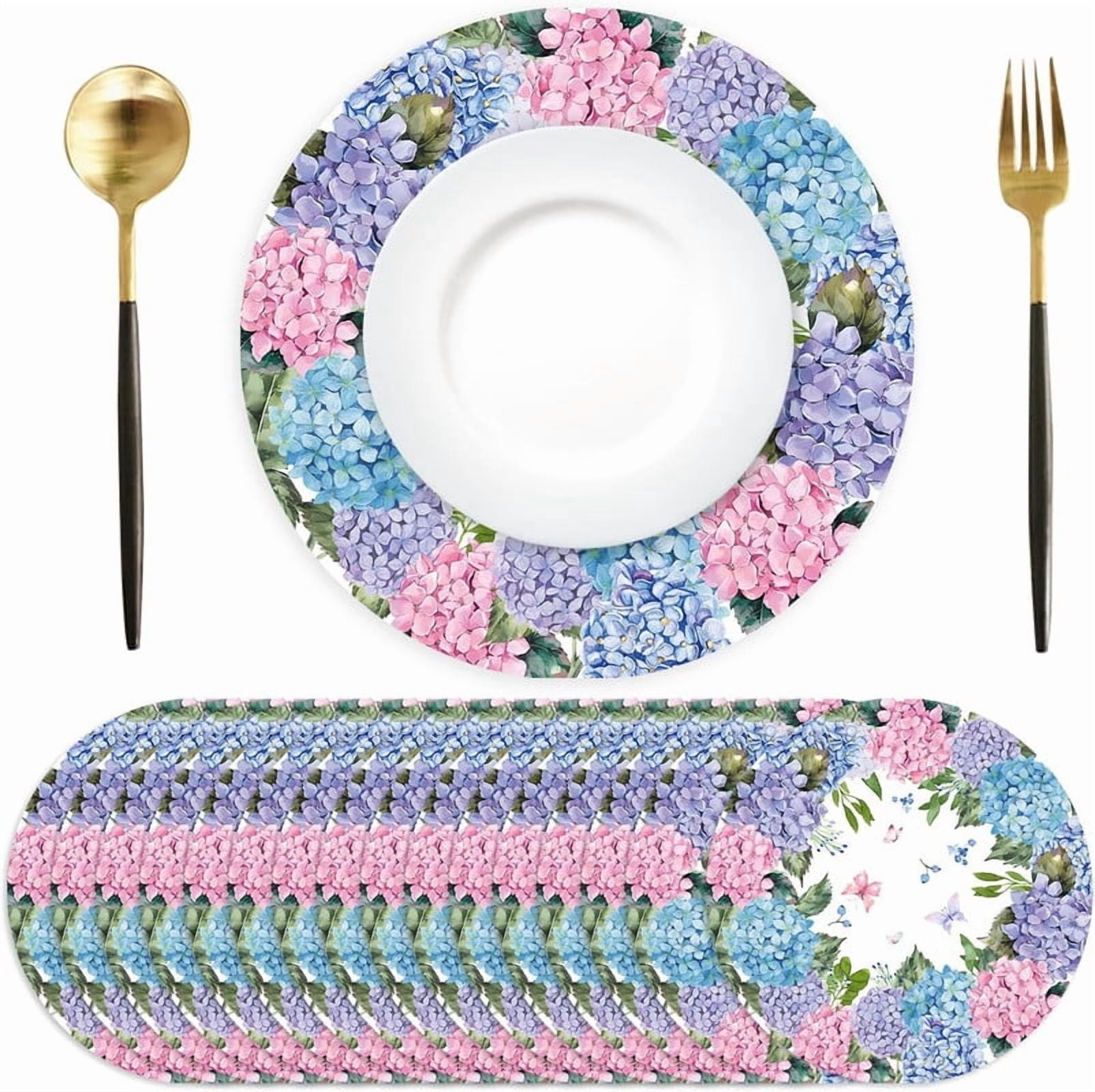 LERPBKM Disposable 50 pack Hydrangea Placemats 13.7 inch Place Mats ...